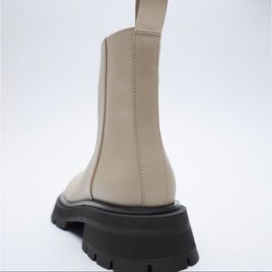 Zara | Shoes | Zara 41 Cream Lug Sole Ankle Boots 100 Genuine Leather ...